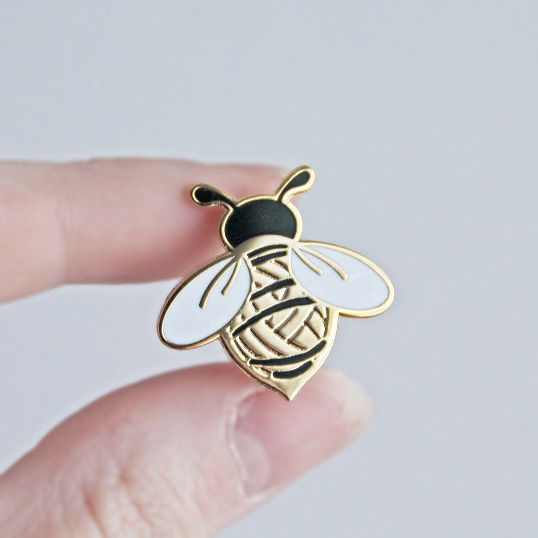 Woolly Bee Enamel Pin – Twill & Print